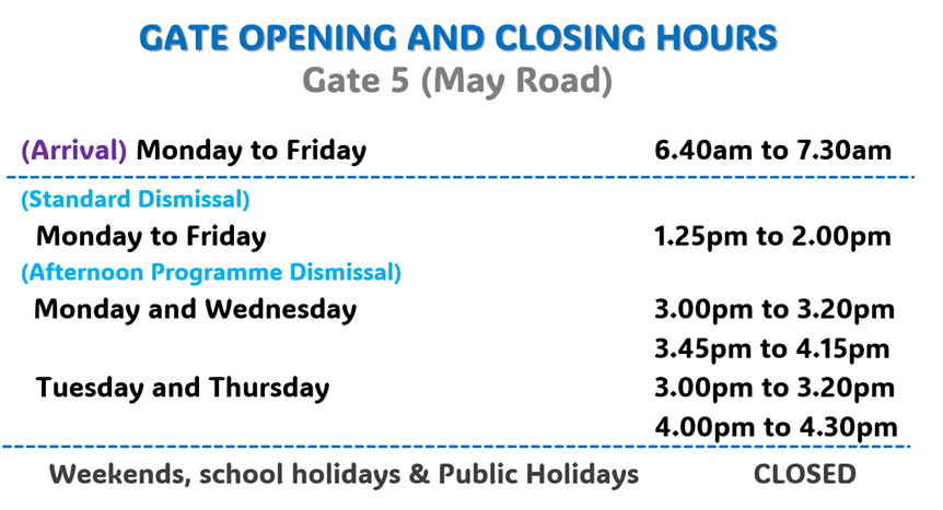 School Hours And Gate 1 Towner Road Gate 5 May Road Opening Hours
